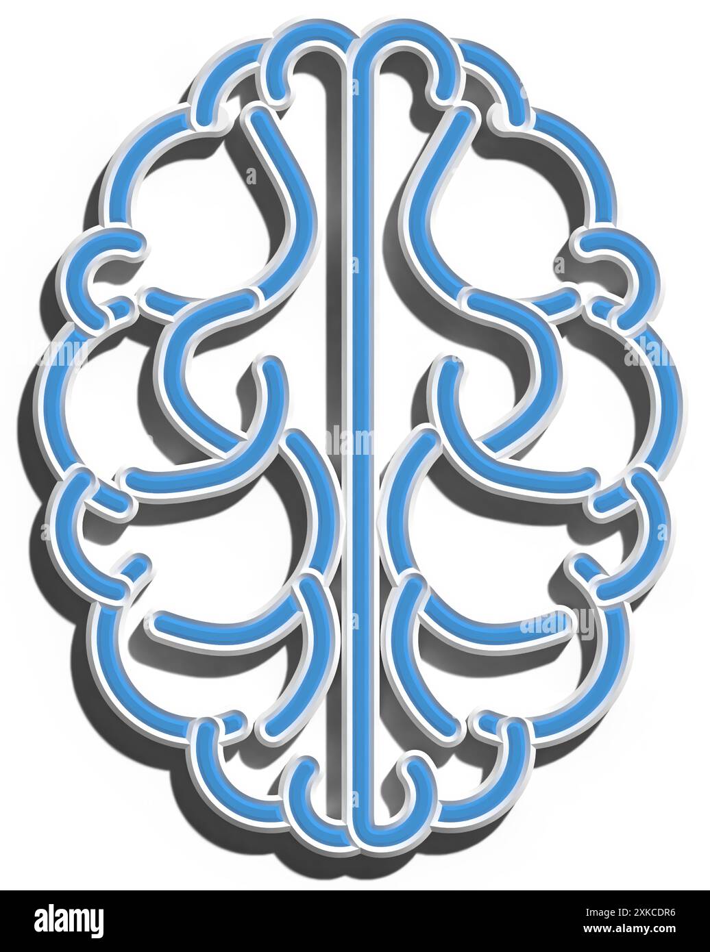 Brain icon with shadow on isolated background, 3D rendering ...