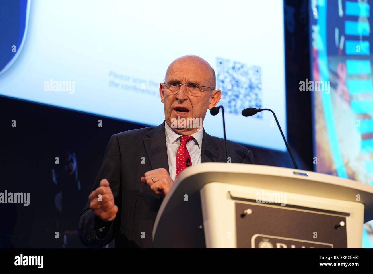 Defence Secretary John Healey, speaking at the Royal United Services ...