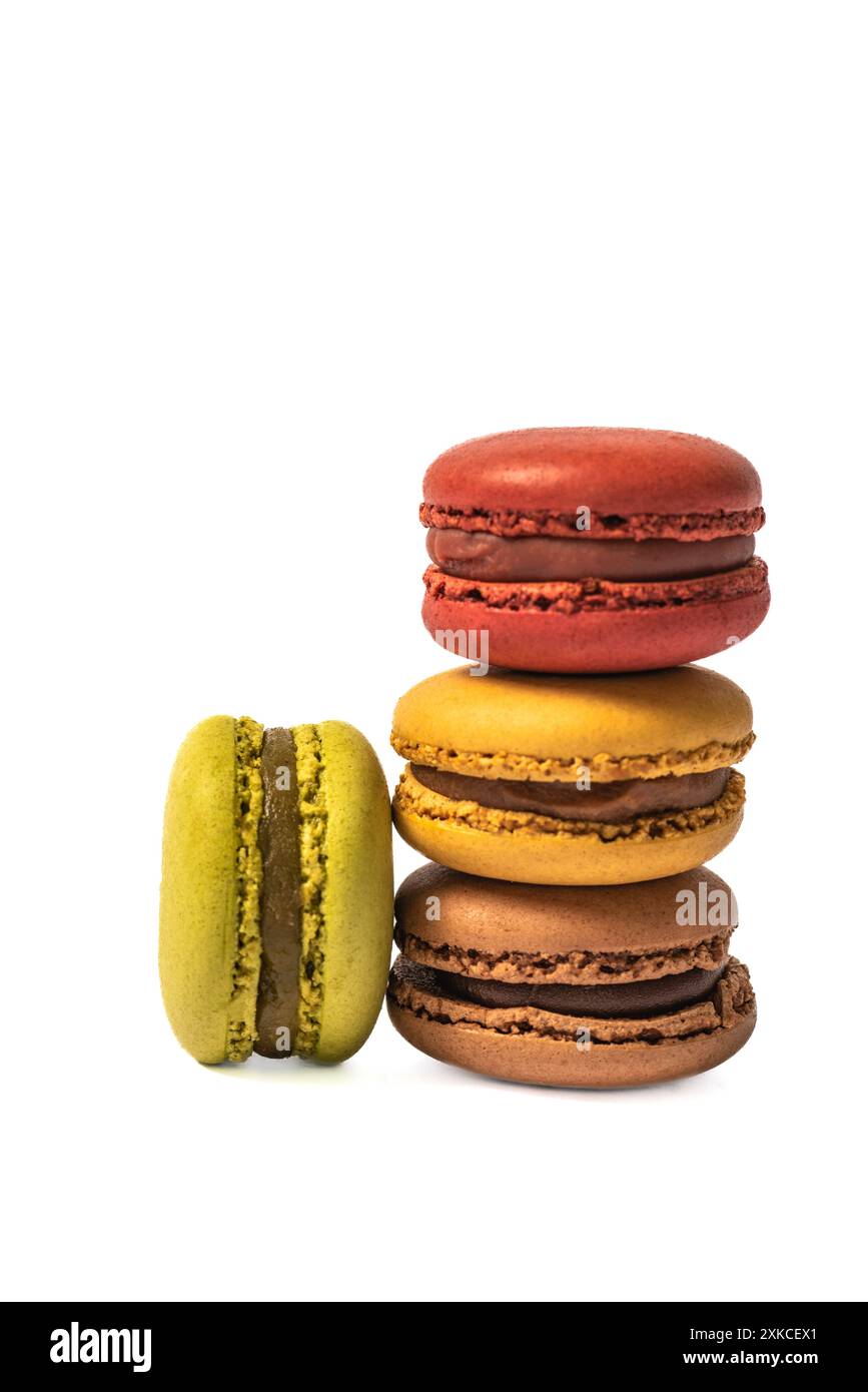 Macarons in a close-up view. The macaron is isolated on a white ...