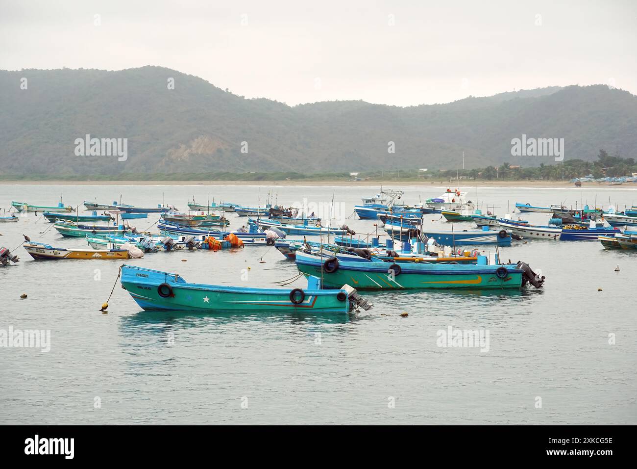 Local fishing boats, Puerto López, fishing village, Manabí Province ...