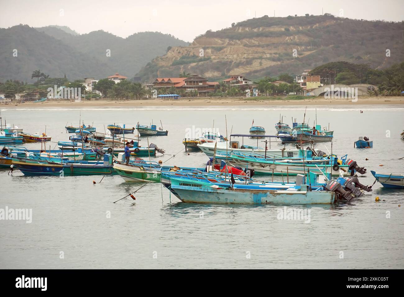 Local fishing boats, Puerto López, fishing village, Manabí Province ...