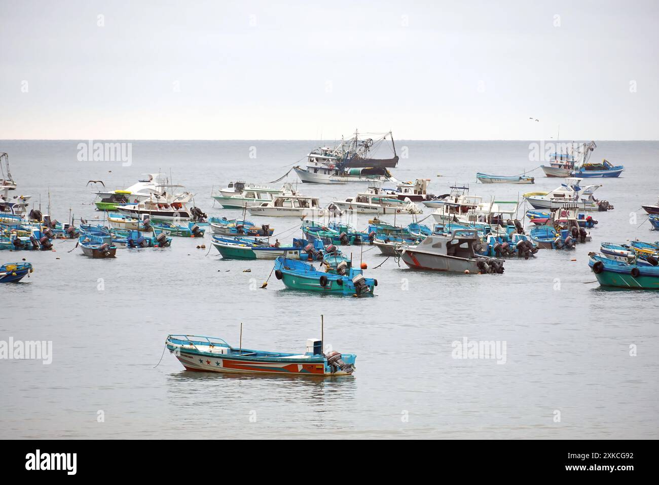 Local fishing boats, Puerto López, fishing village, Manabí Province ...