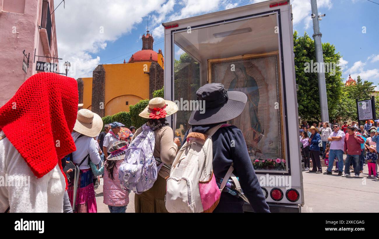 Mexico City, Mexico. 21st July, 2024. Pilgrim women from the Sierra ...