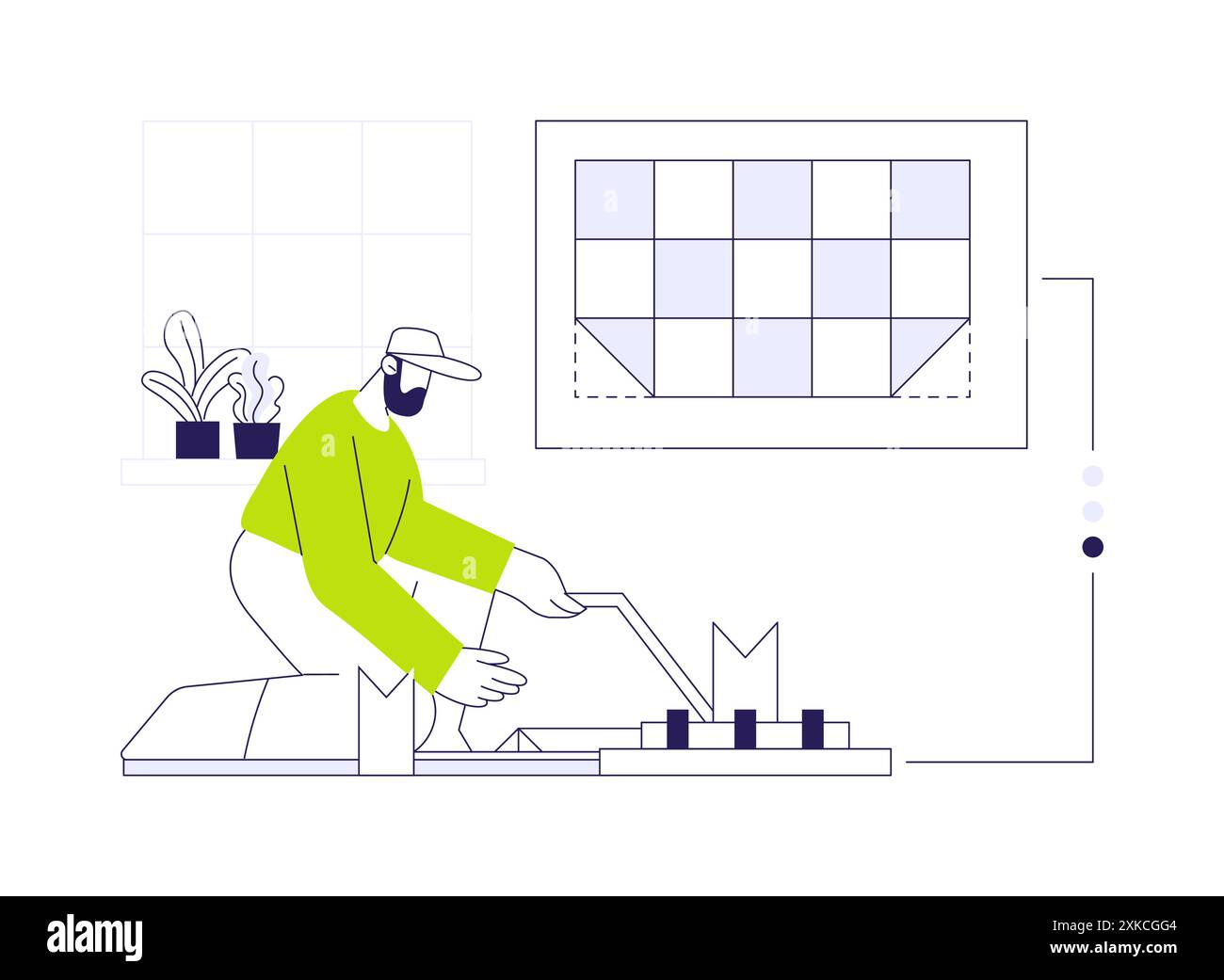 Floor installation cartoon illustration with repairman hi-res stock ...