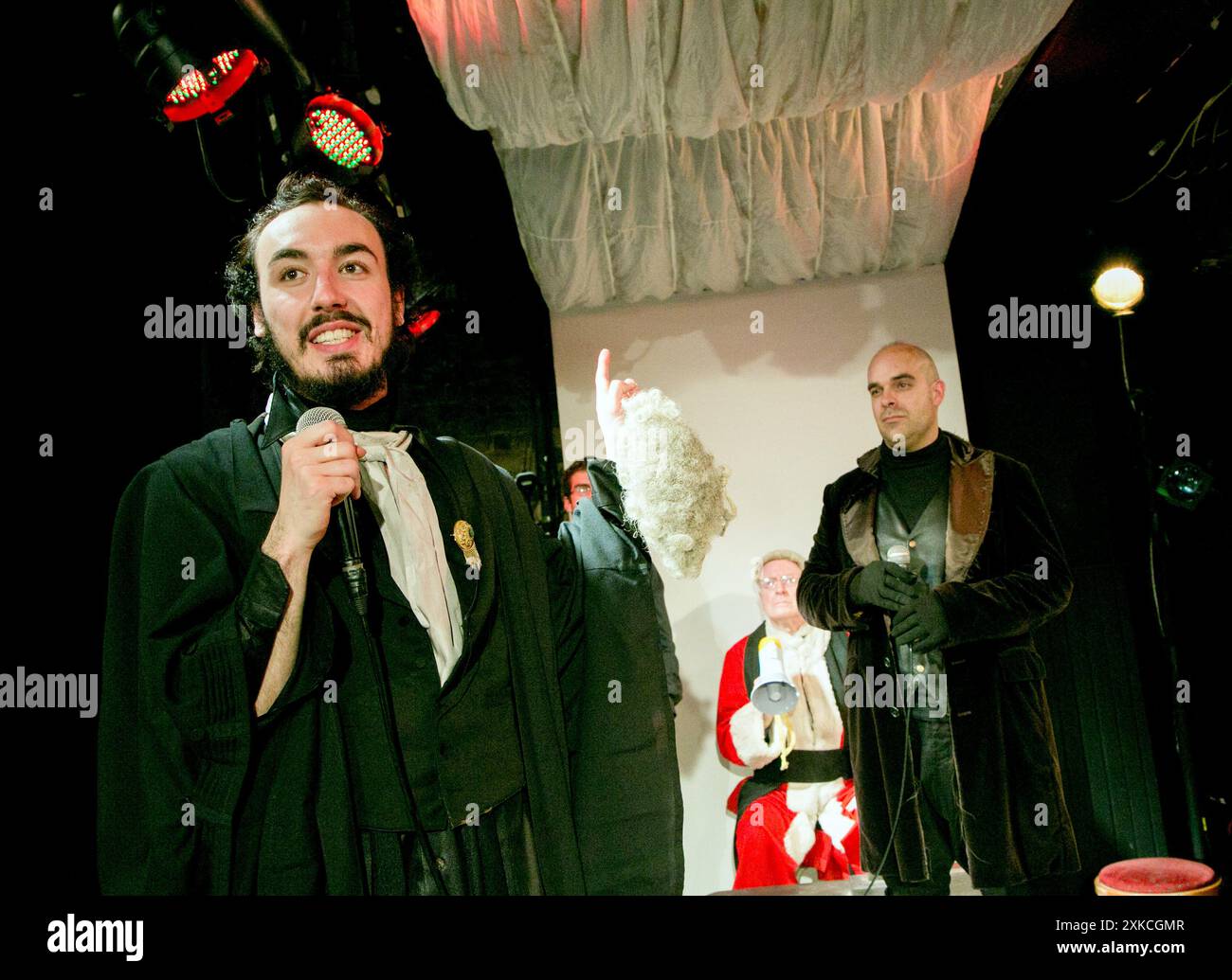 l-r: Stewart Agnew (Sydney Carton), (rear) Paul Beech (Judge), Giles ...