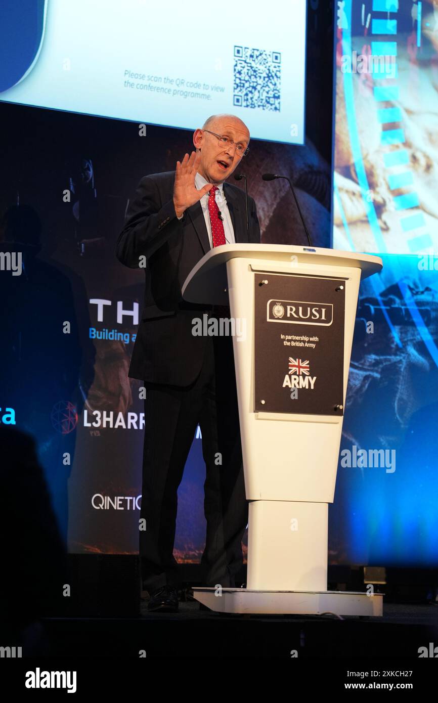 Defence Secretary John Healey, speaking at the Royal United Services ...