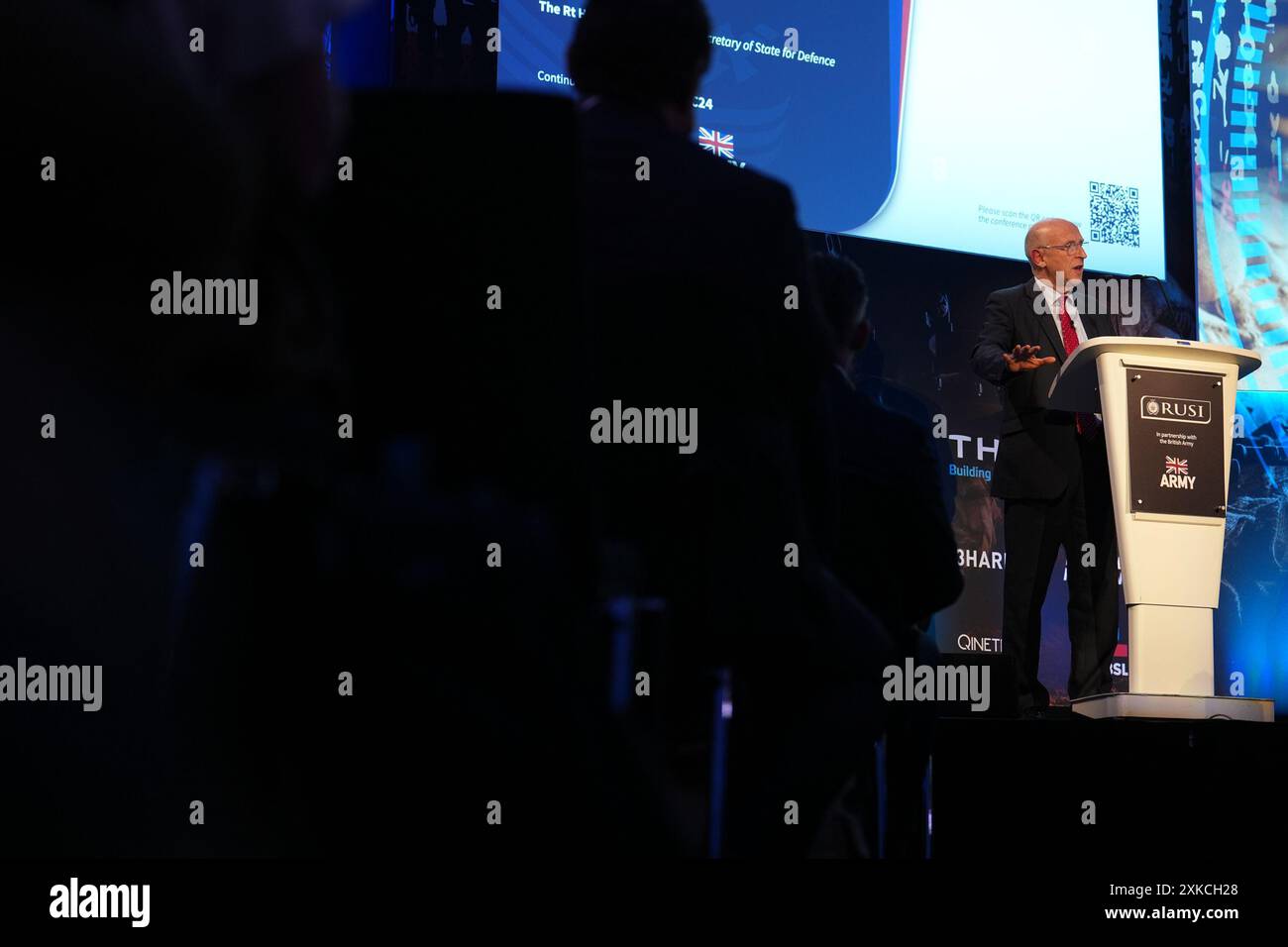 Defence Secretary John Healey, speaking at the Royal United Services ...