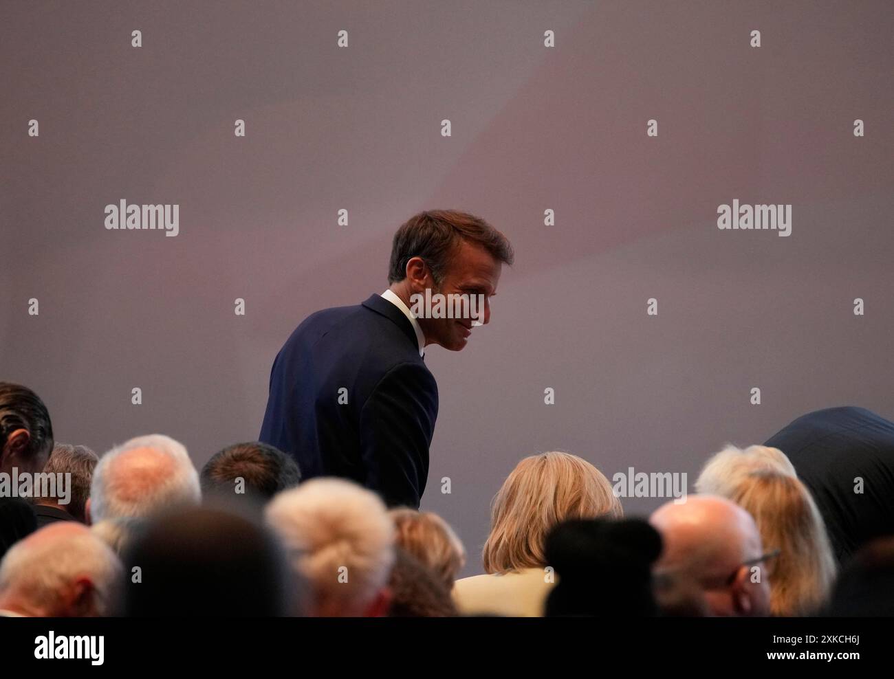French President Emmanuel Macron arrives to attend the IOC Session ...