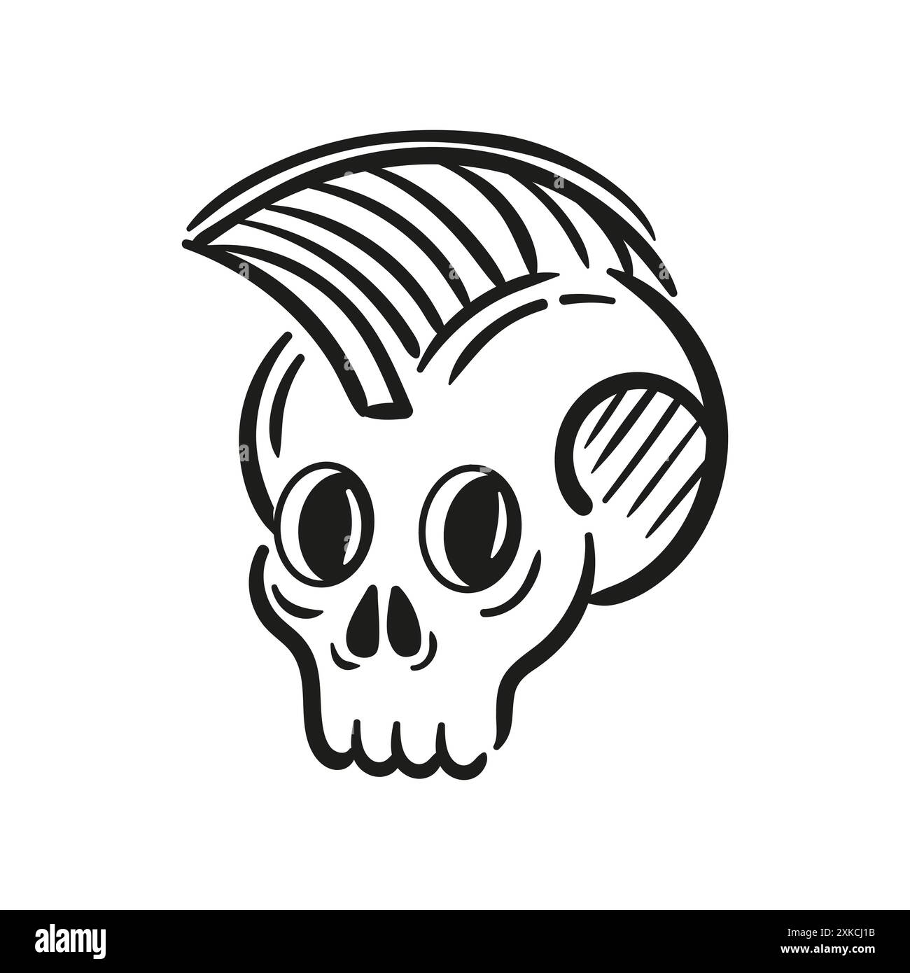 Skull with mohawk, punk. Cool Vector hard rock illustration. Informal ...