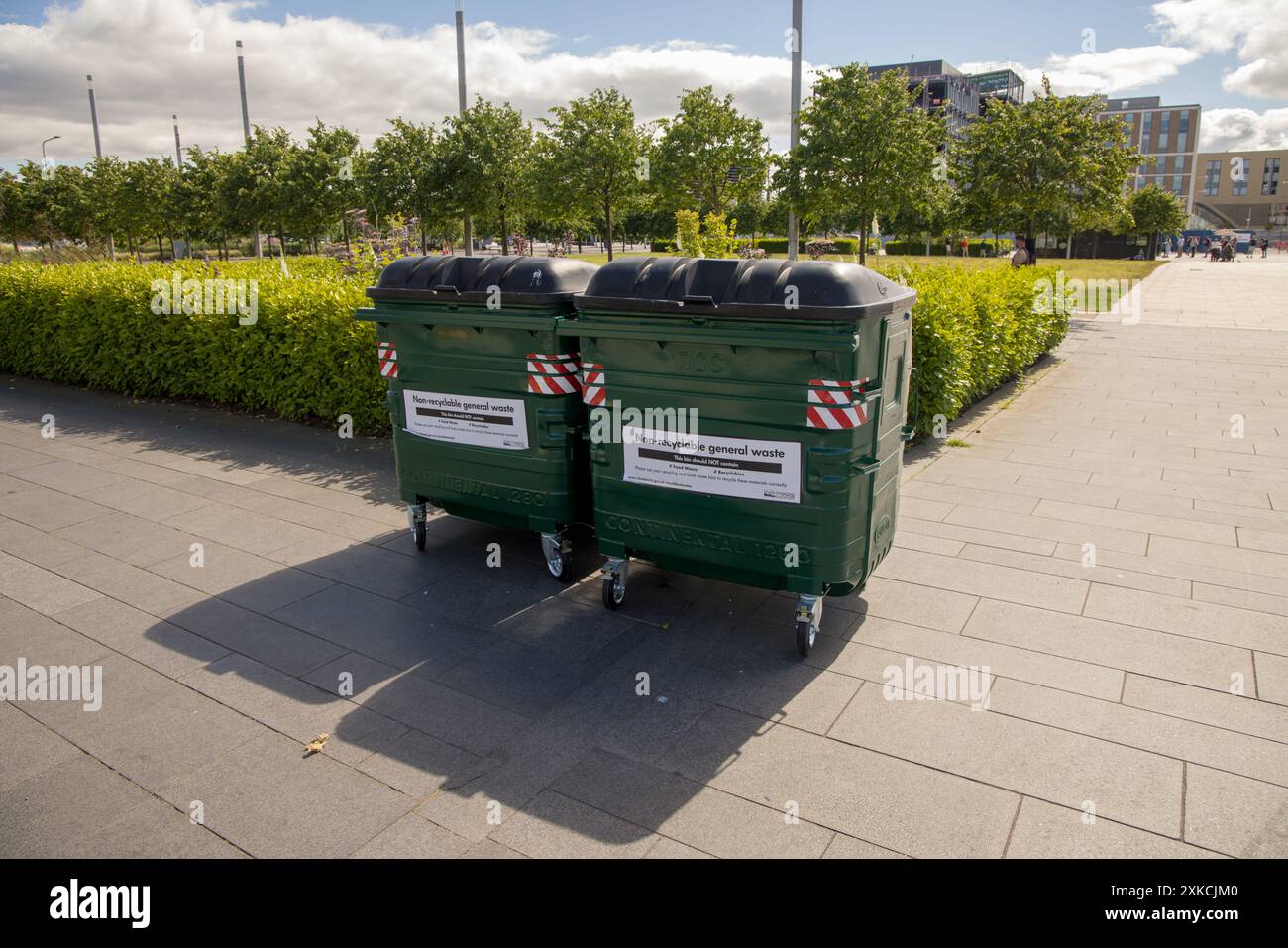 Two waste containers for "non-recyclable general waste", with texts ...