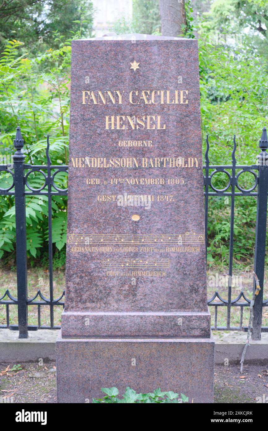 Berlin, Germany, July 14, 2024, Gravestone of the German composer Fanny ...
