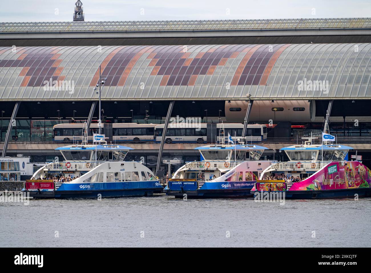 GVB ferries for pedestrians and cyclists across the river Ij, to ...