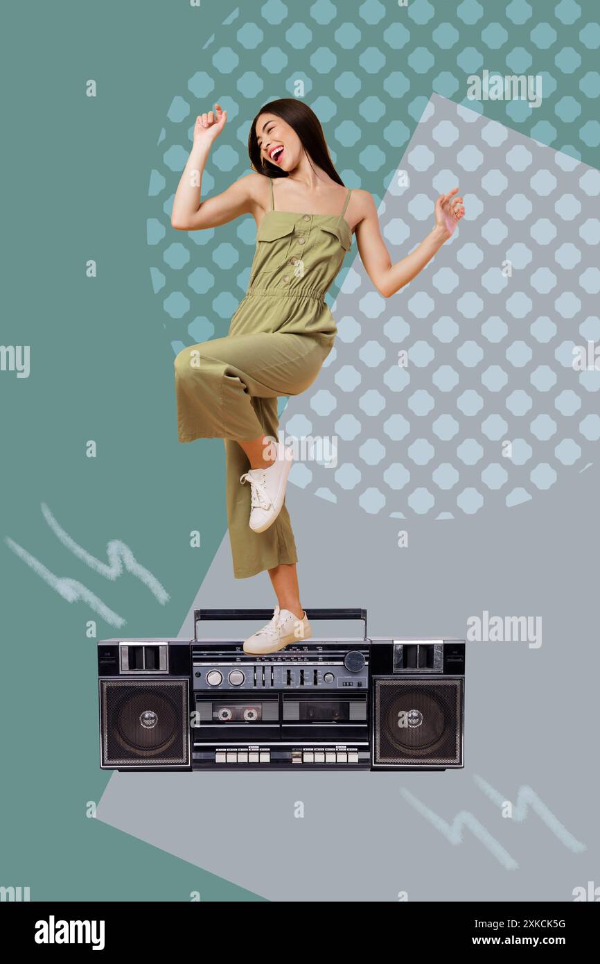 Composite trend artwork sketch photo collage of blue workspace young ...