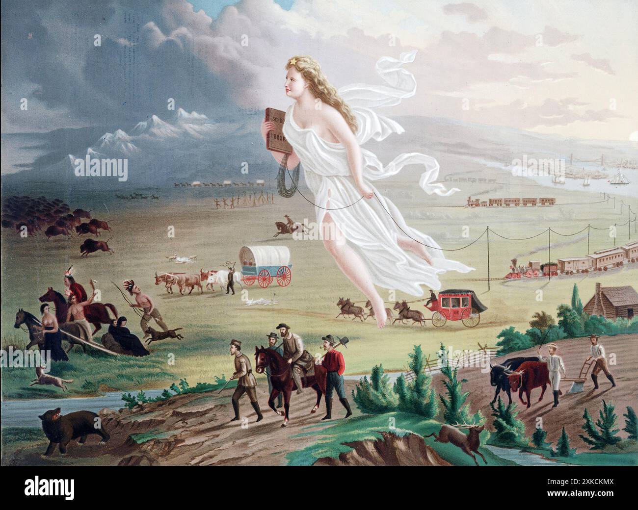 AMERICAN PROGRESS An illustration of American manifest destiny in the ...