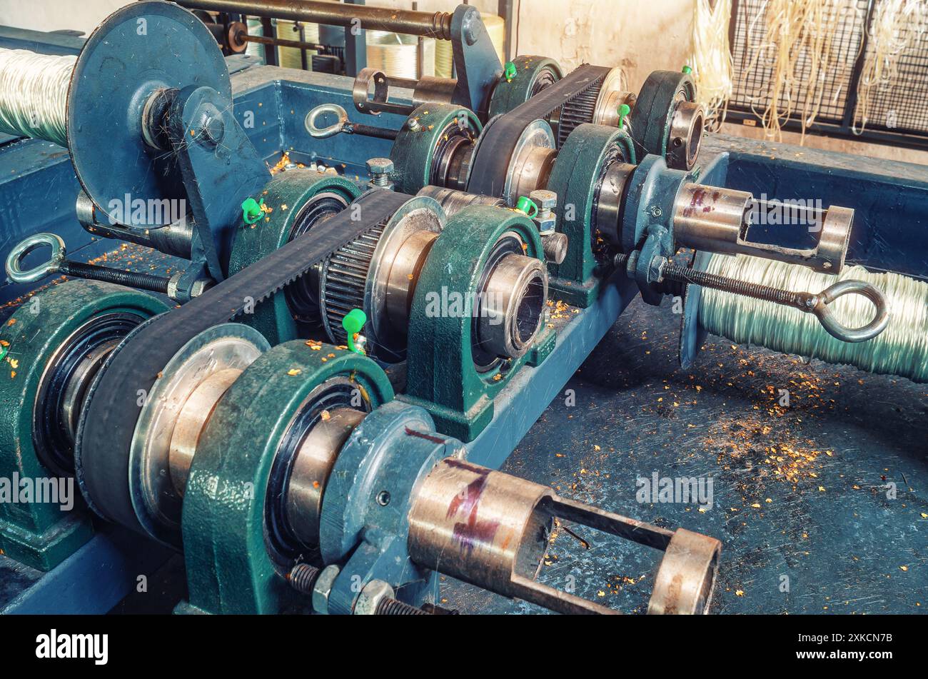 Side view transmission mechanism. Part of machine of cords plastic ...