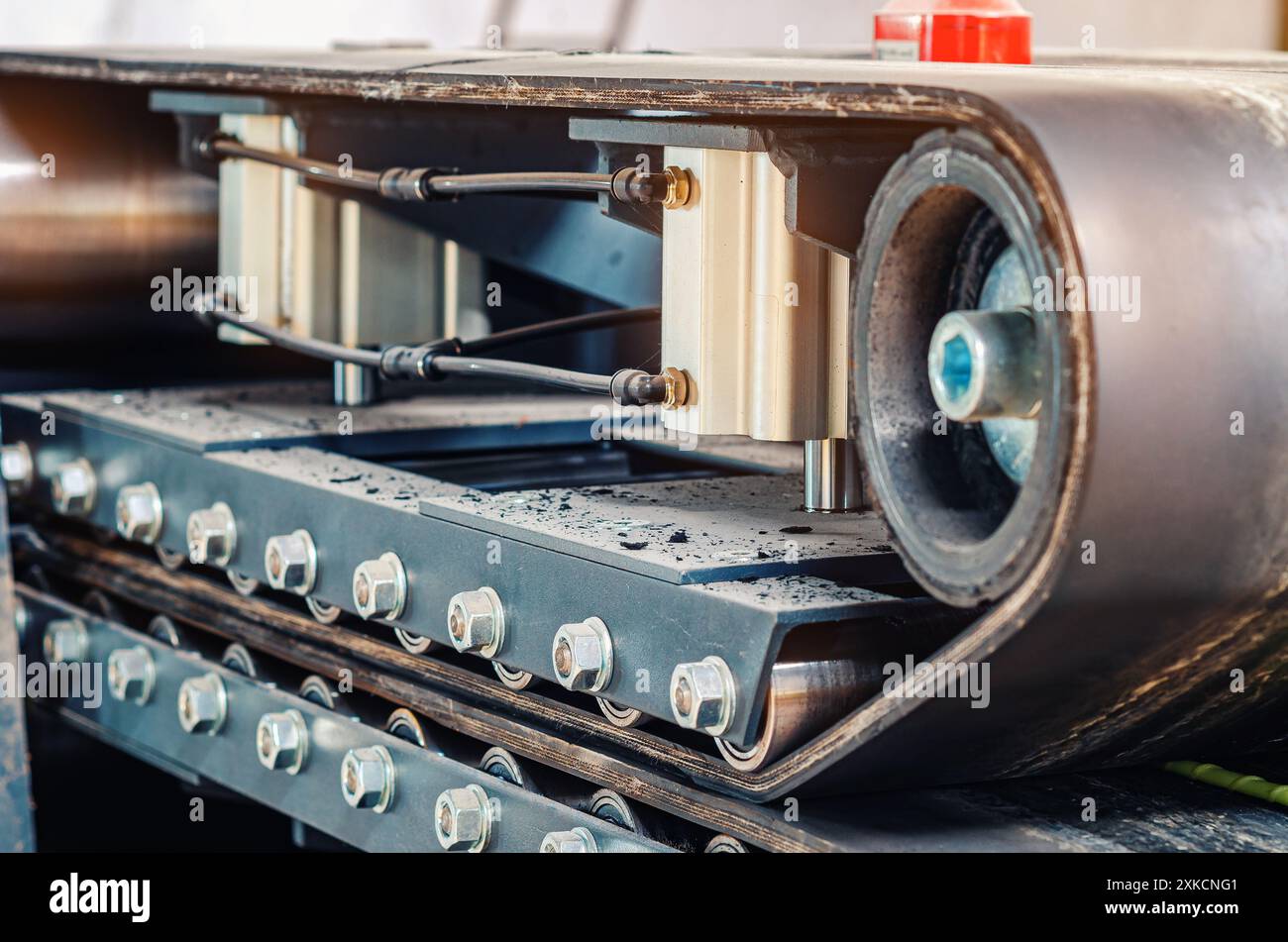 Side view of part equipment for production of plastic structures ...