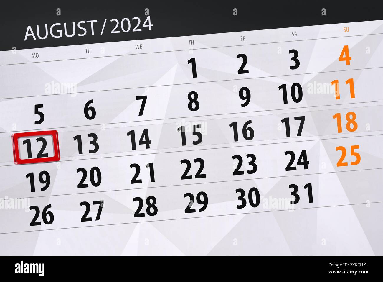 Calendar 2024, deadline, day, month, page, organizer, date, August ...