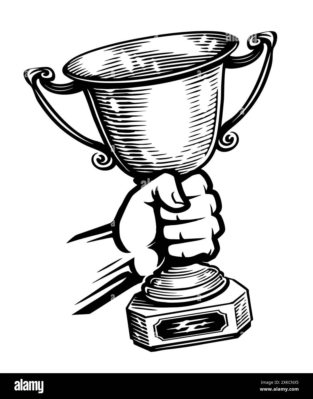 Hand holding winner trophy. Prize cup for an award or achievement ...
