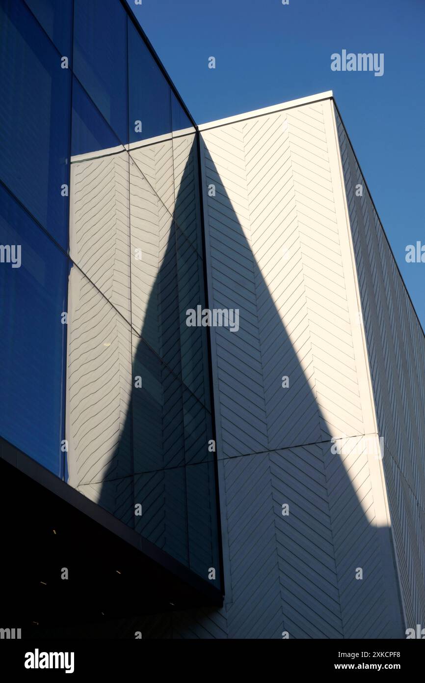 Geometric shadows cast on the white wall of a modern building Stock ...
