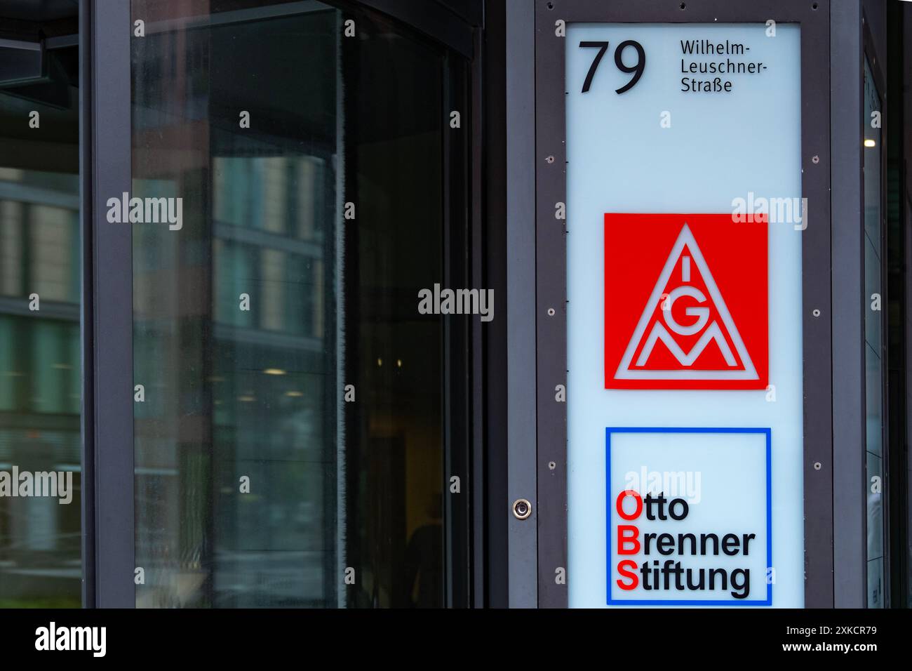 Red IGM sign IG Metall logo, German dominant metalworkers union on ...