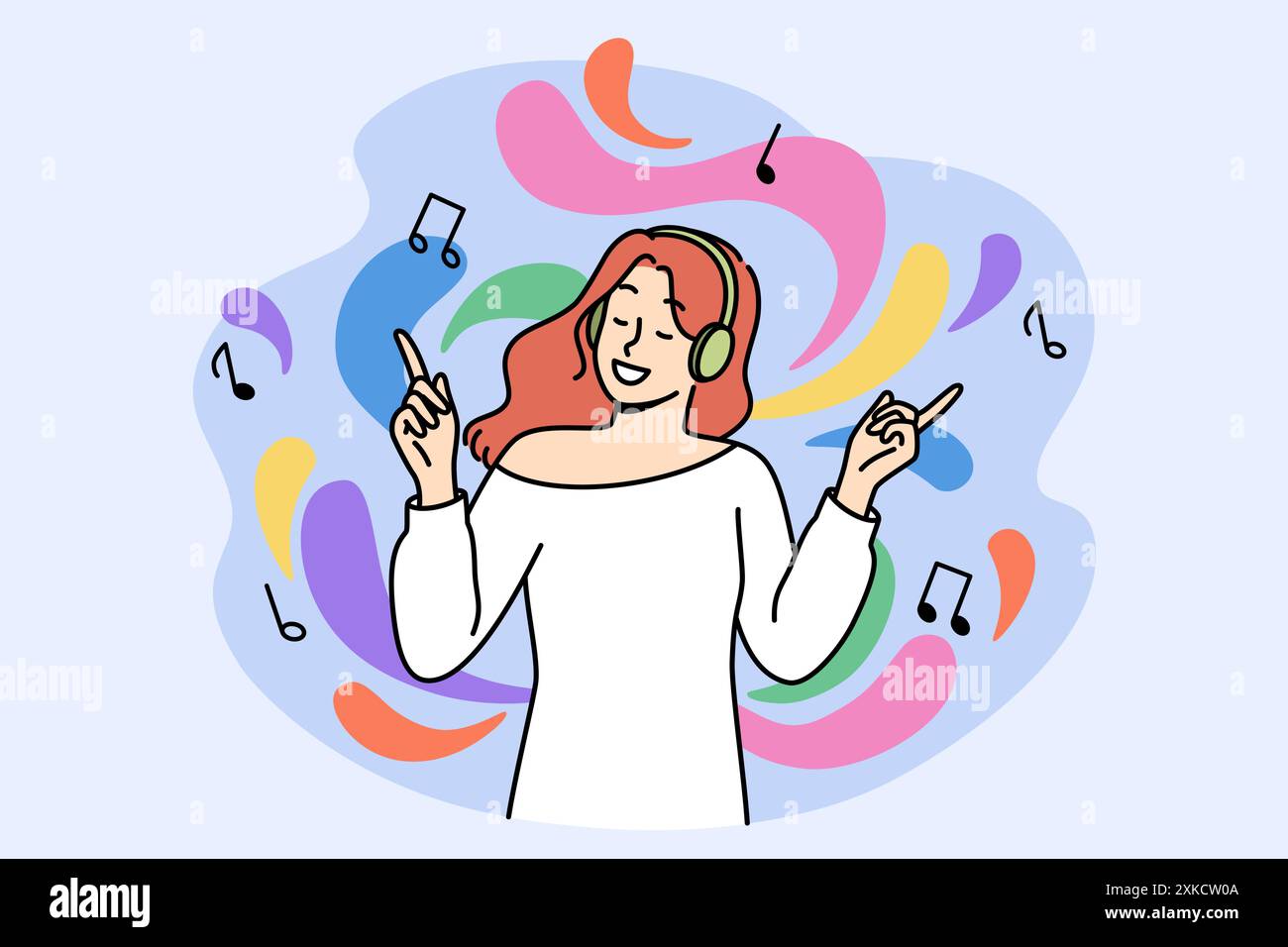 Woman enjoying song in headphones Stock Vector Images - Alamy