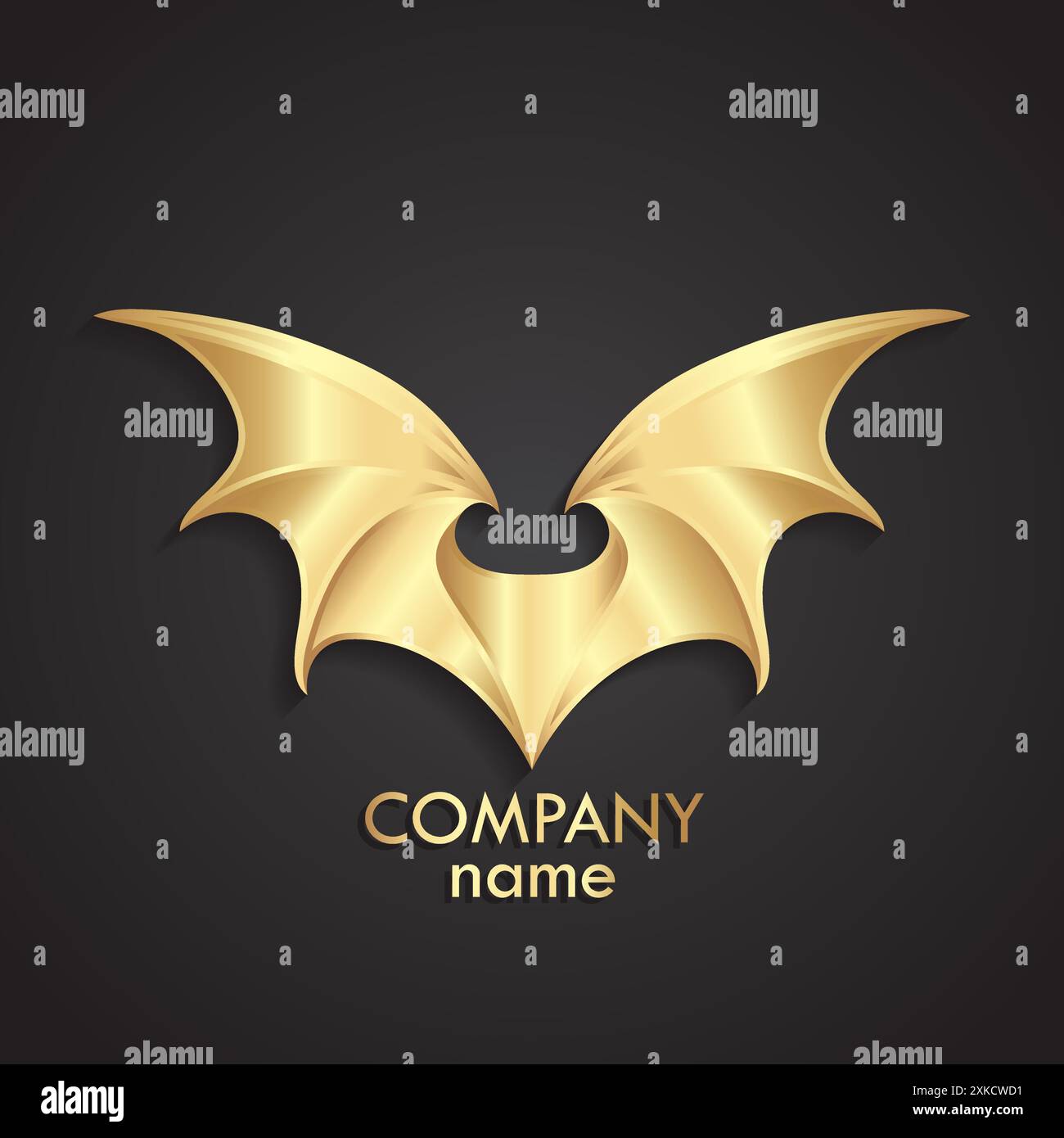 3d golden modern shape wings logo dragon, bat Stock Vector Image & Art ...