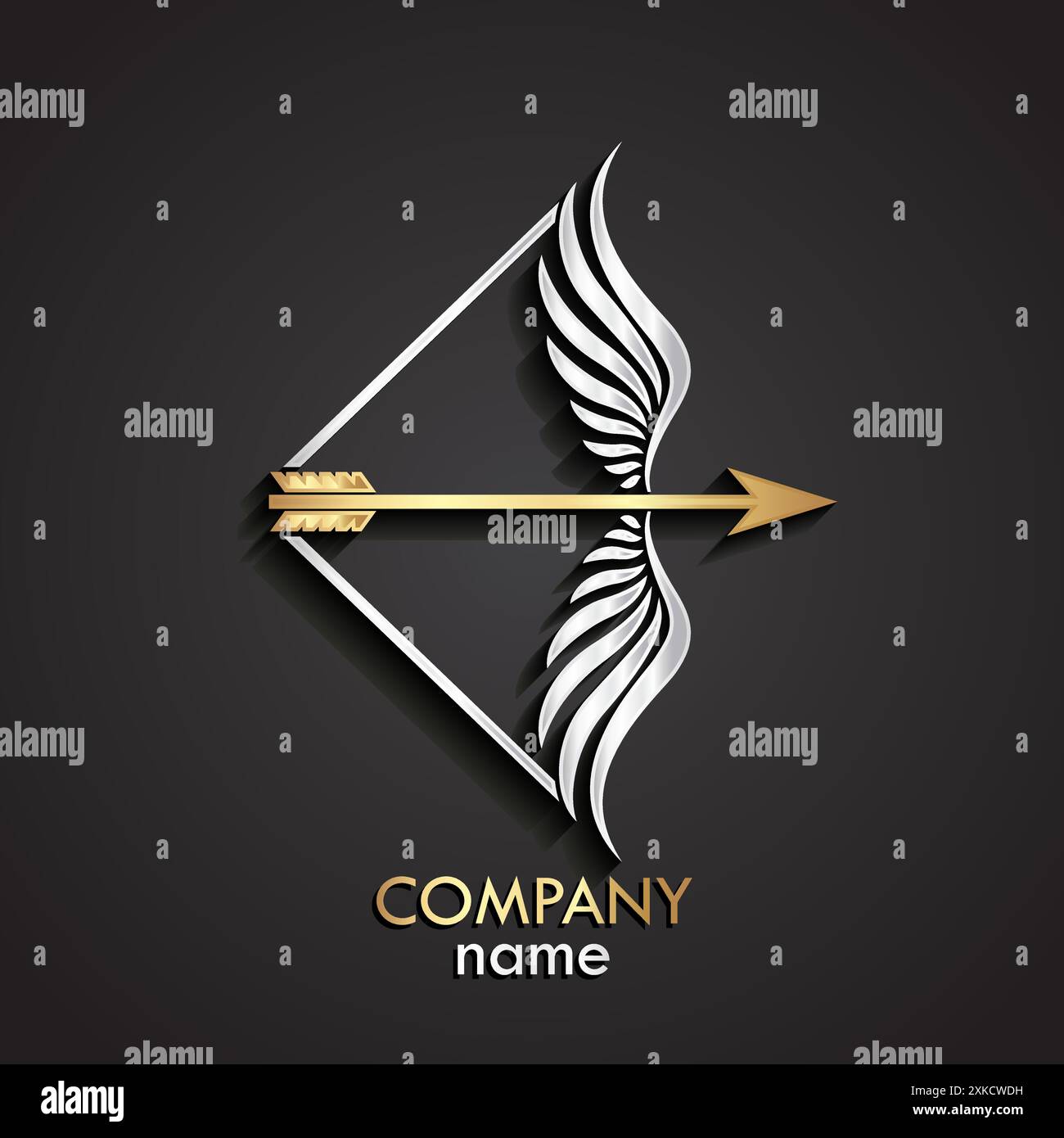 Archery Arrow Logo Archer. Archery Vector Logo. Man Aiming His Bow