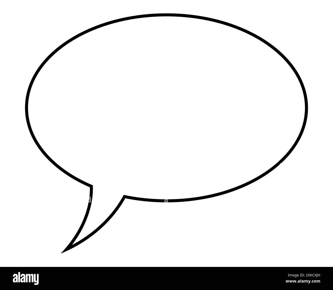 speech balloon, one empty white elliptical speech bubble, vector outline illustration Stock ...