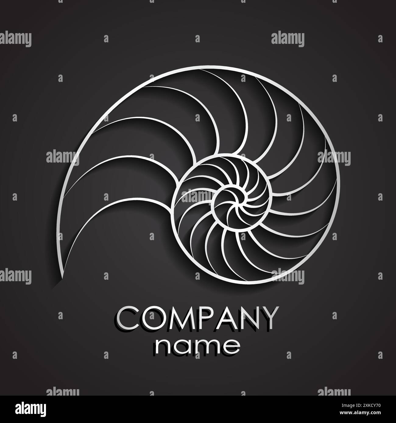 3d silver nautilus shell spiral shape logo Stock Vector Image & Art - Alamy