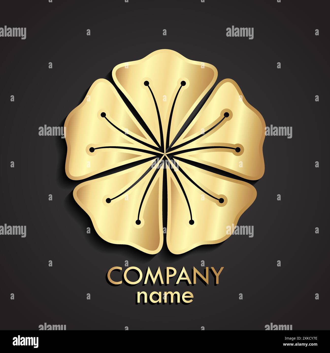 3d flower logo with golden petals Stock Vector Image & Art - Alamy