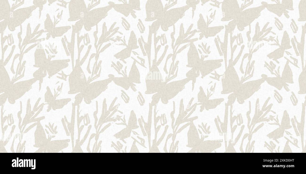 Seamless french gender neutral floral linen printed fabric border ...