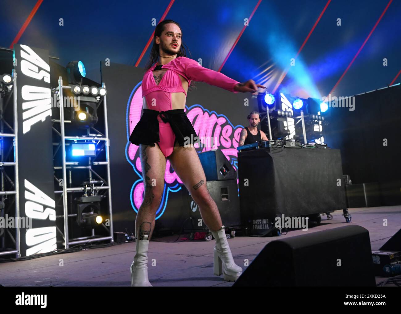 LONDON, ENGLAND - JULY 21 2024: DJ Lewis Jenkins and Little miss jack ...