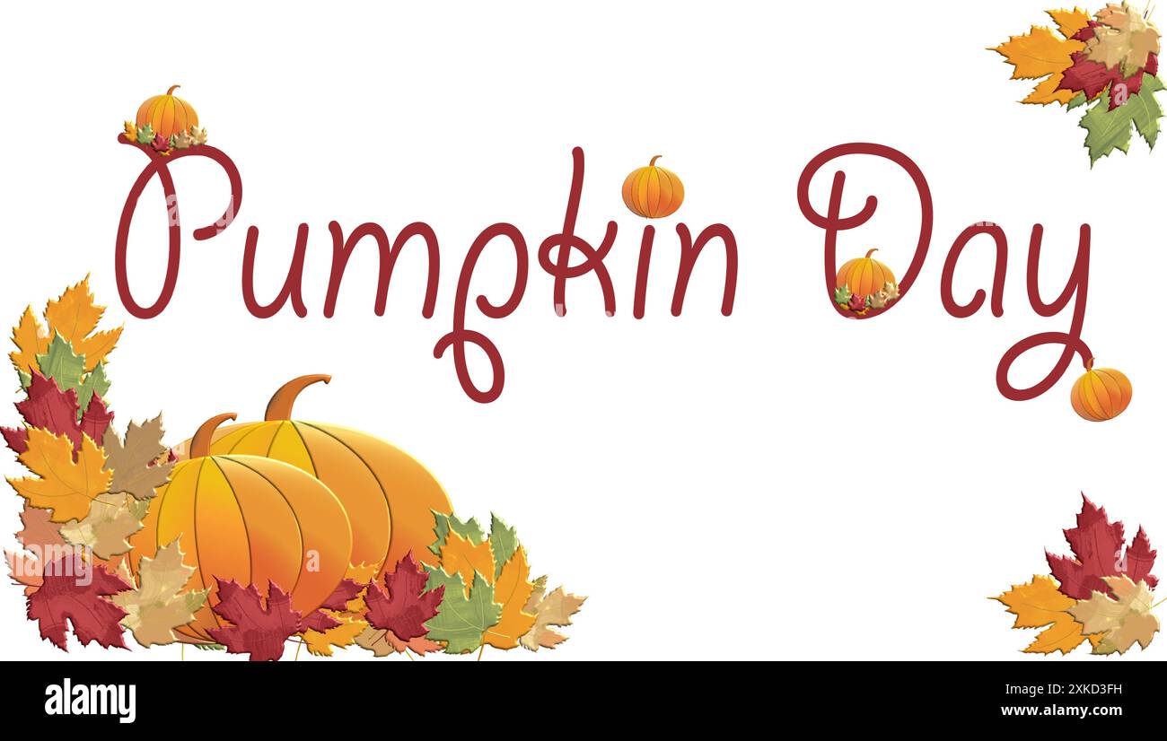 Autumn leaves, pumpkin day- written word -vector graphics for website ...