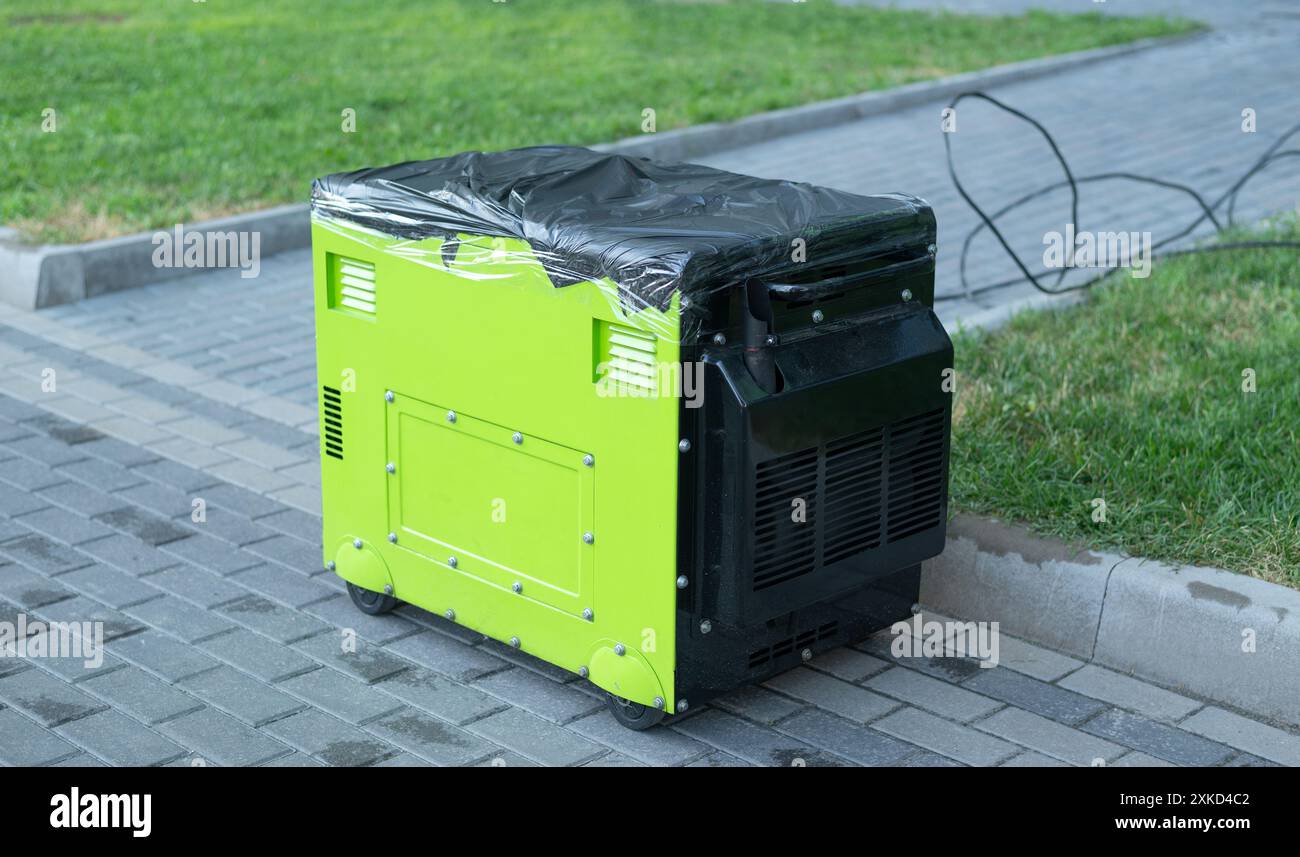Portable electric generator on the street in summer day Stock Photo - Alamy