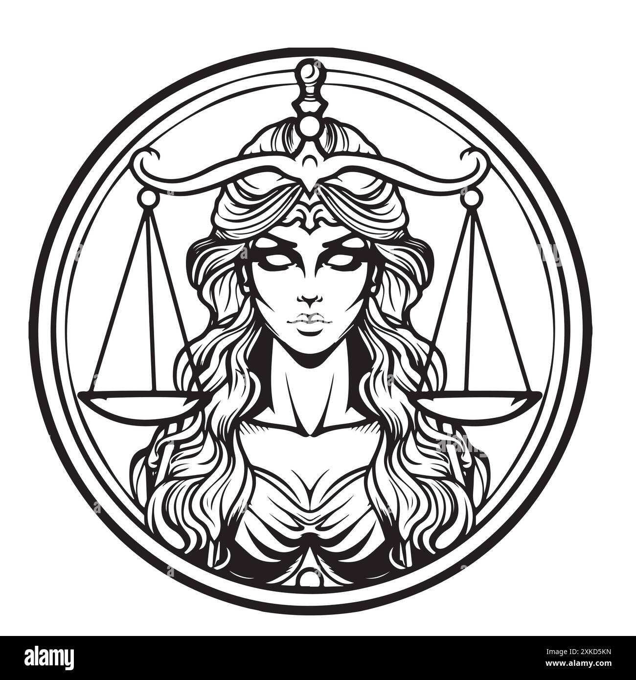 Libra zodiac symbol illustration drawing engraving ink line art, vector ...