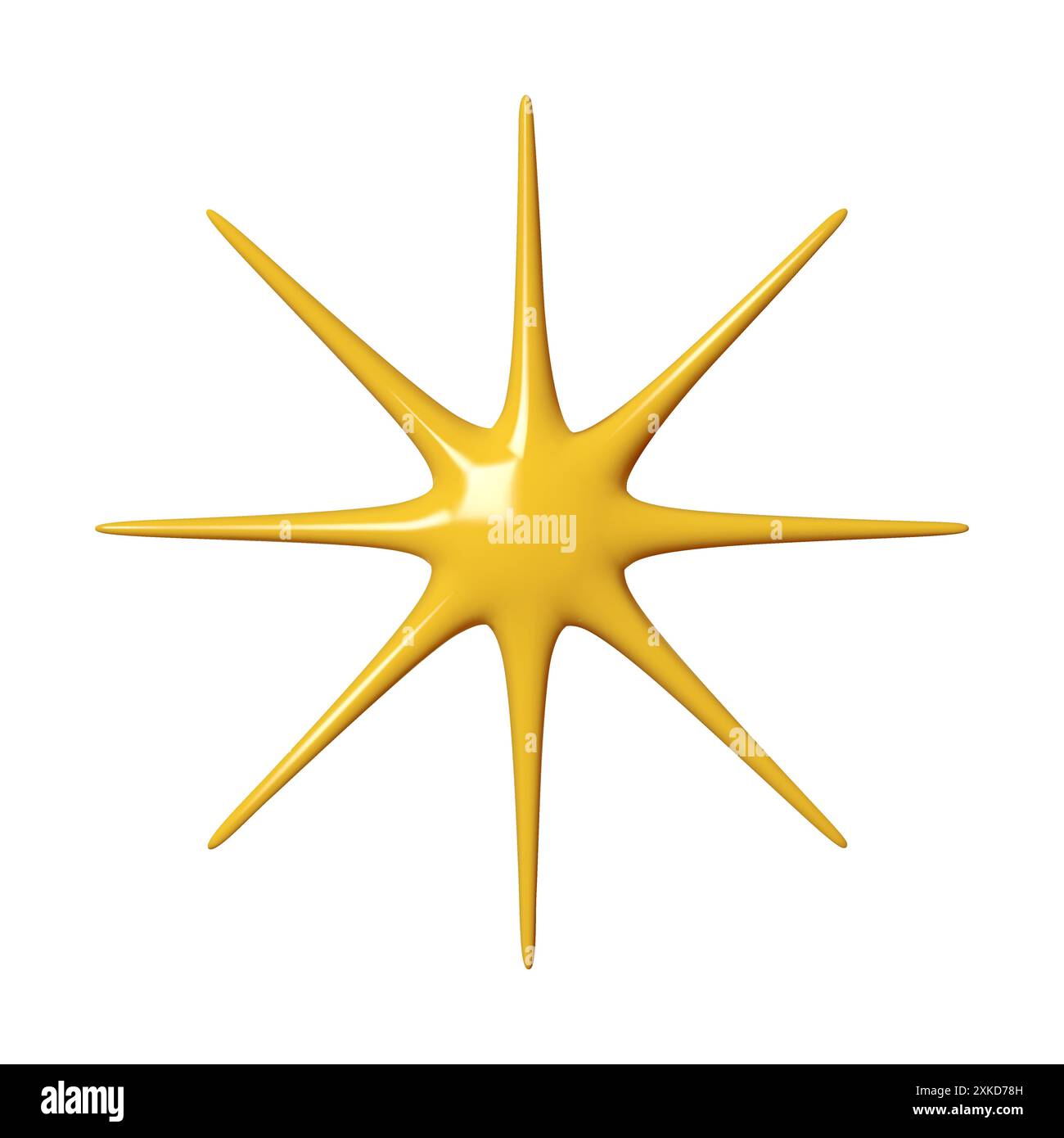 3D glossy Yellow star of shape isolated on white background. Realistic 3d design cartoon style ...