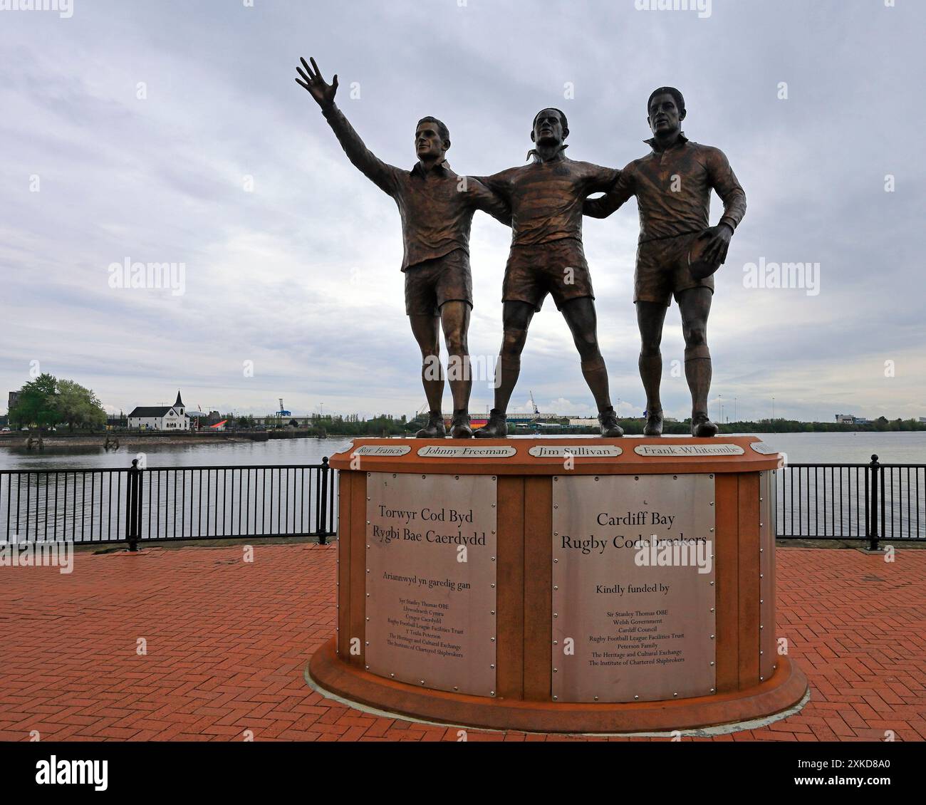 Cardiff Bay Rugby Codebreakers statue, commemorating rugby players that ...