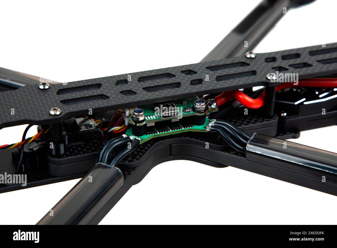 Modern FPV drone on a white background. Four-engine aircraft on the ...