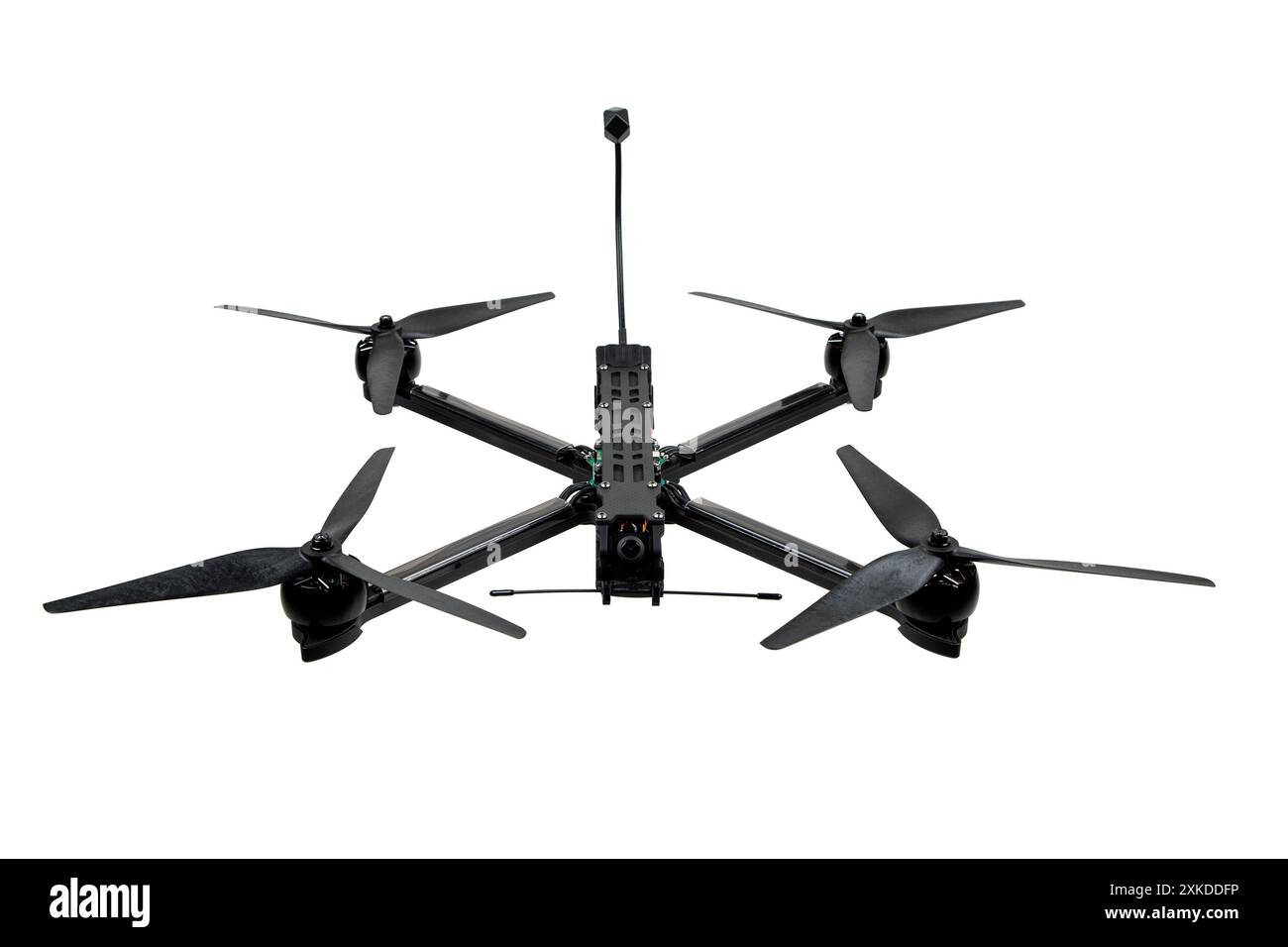 Modern FPV drone on a white background. Four-engine aircraft on the ...