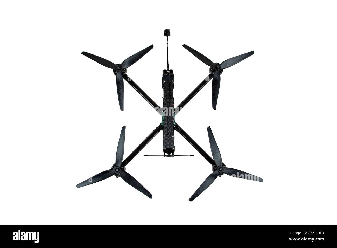 Modern FPV drone on a white background. Four-engine aircraft on the ...