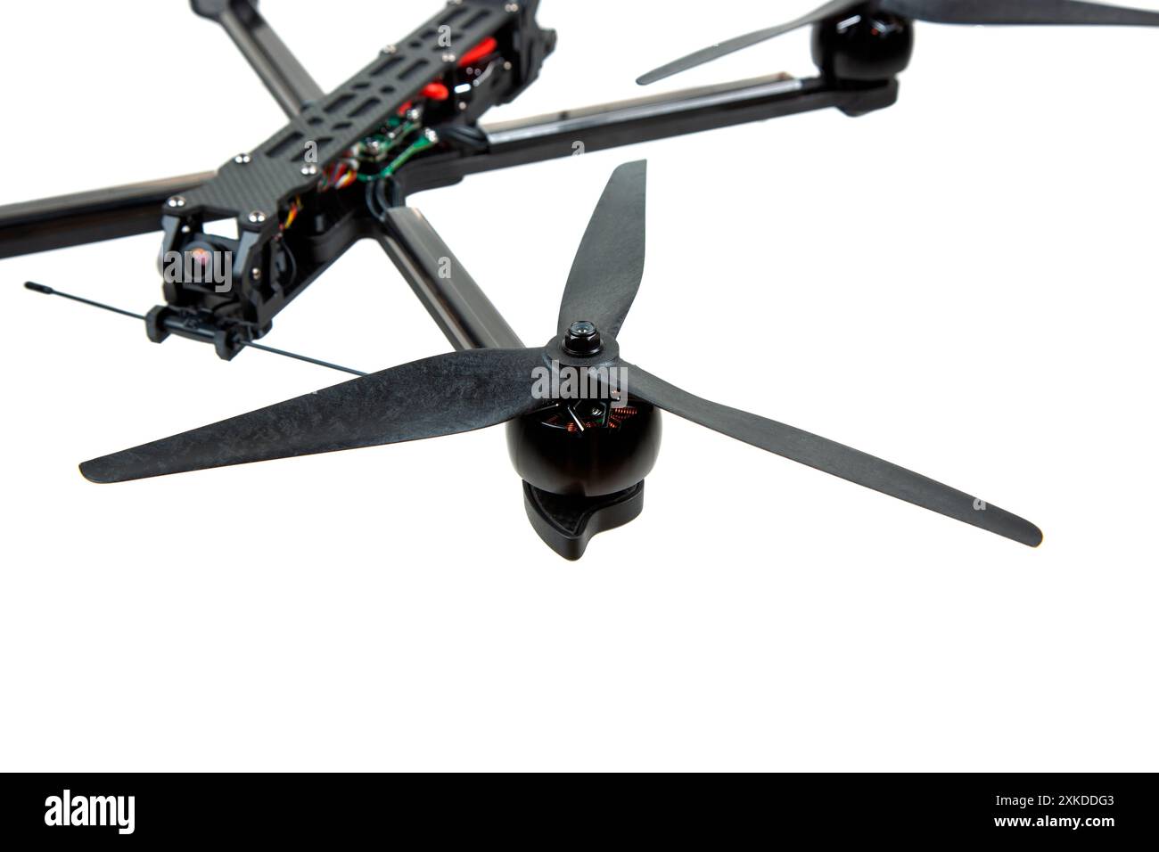 Modern FPV drone on a white background. Four-engine aircraft on the ...