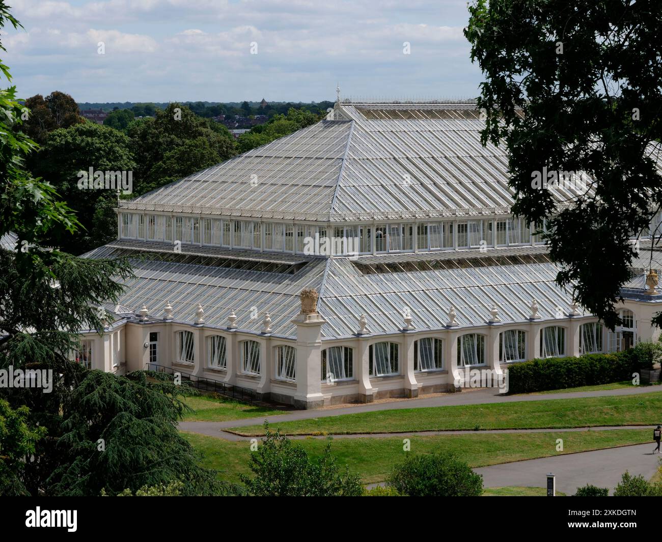 View of the Temperate House from the Treetop Walkway at Kew Gardens ...