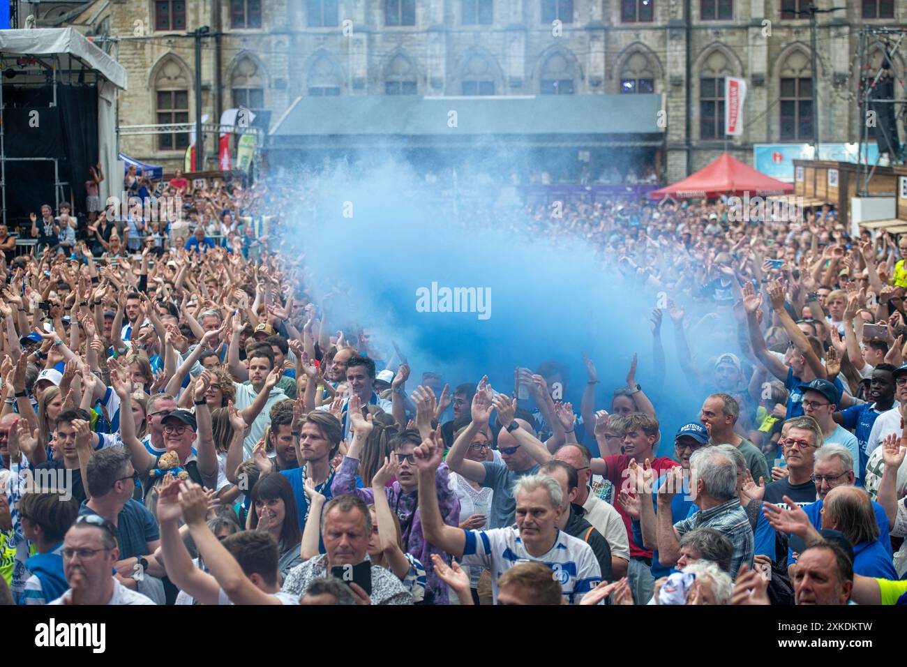 The crowd using blue bengal fire (bengaals vuur) pictured during the ...
