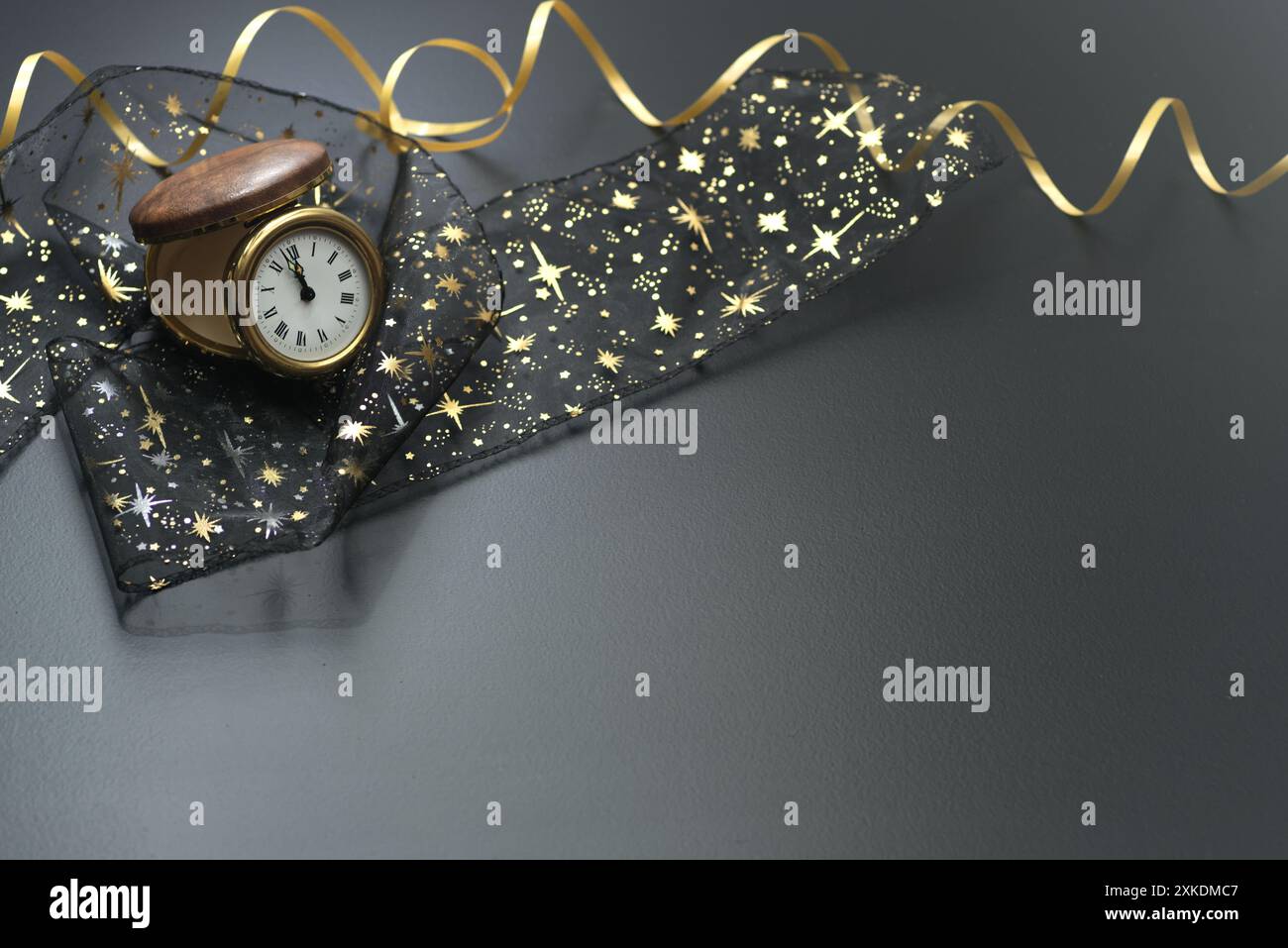 New Year concept, clock near to the midnight of 2025, black background ...