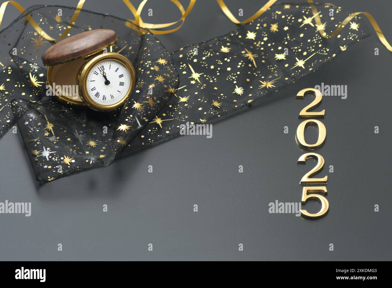 New Year concept, clock near to the midnight of 2025, black background ...