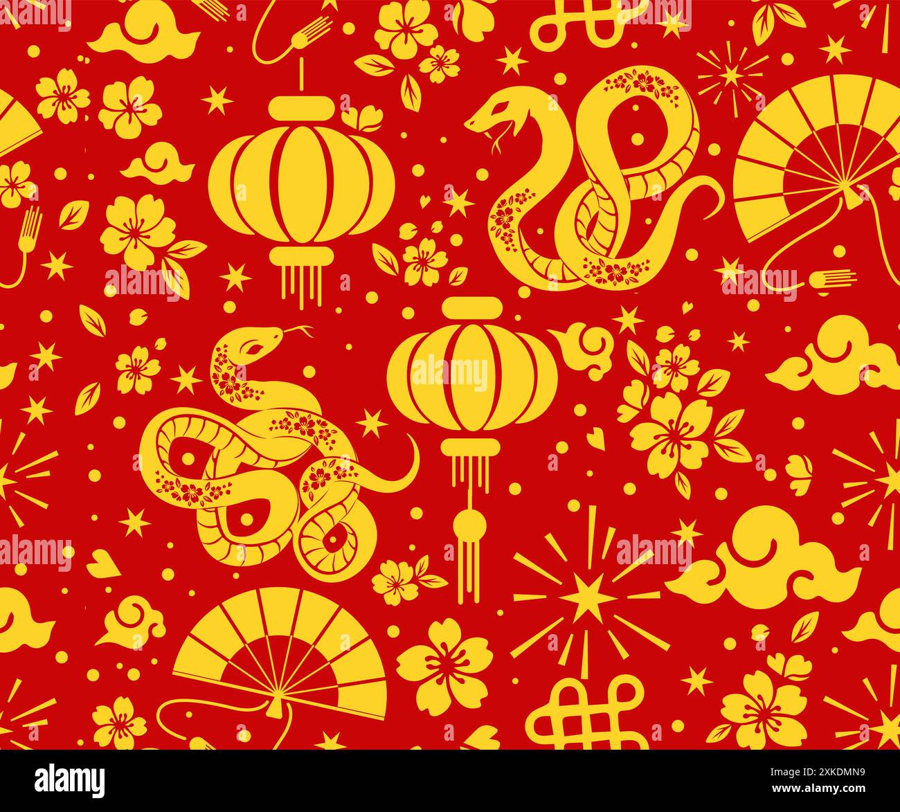 Luxury golden 2025 New Year Wrapping paper design. Chinese Zodiac snake ...