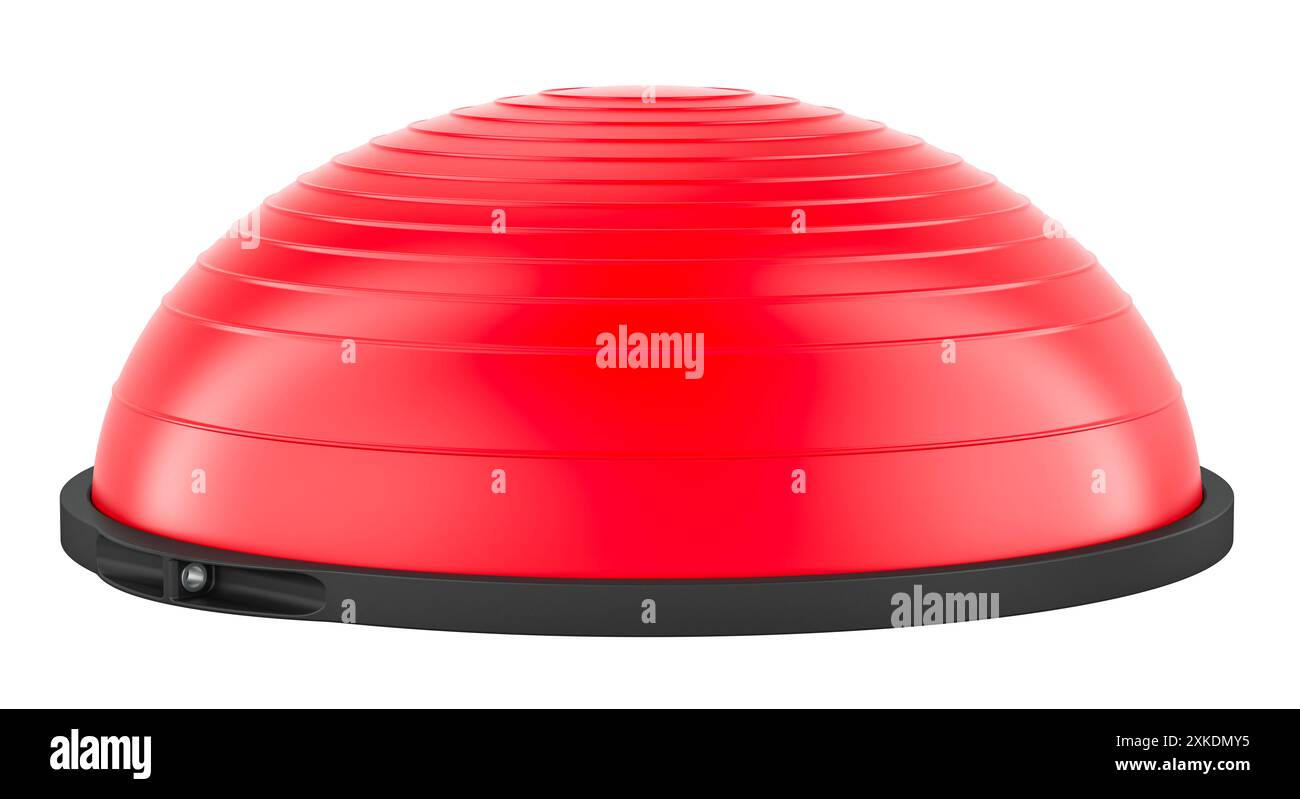 Red Yoga Ball Balance Hemisphere Fitness for Gym. 3D rendering isolated ...