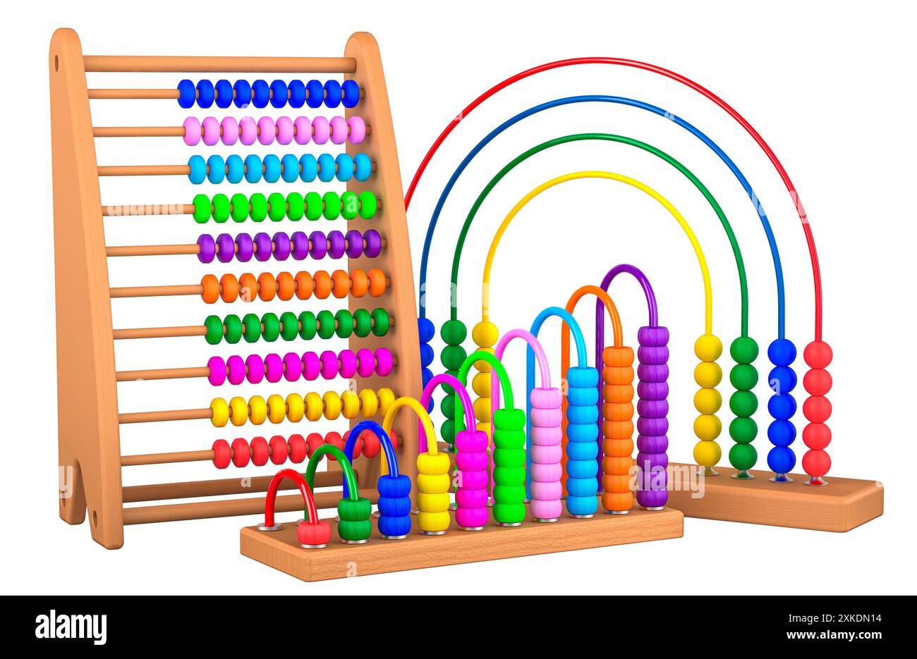 Toy Abacuses. Wooden Education Toys, 3D rendering isolated on white ...
