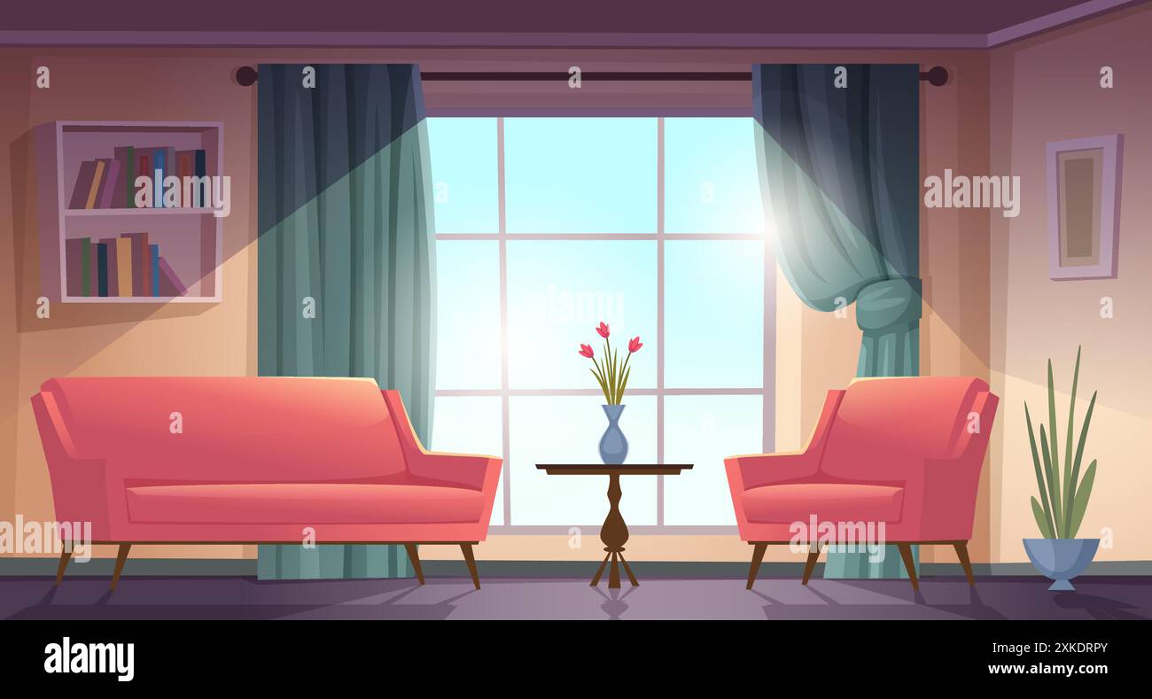 Living room. Cozy interior with armchairs and sofas exact vector ...