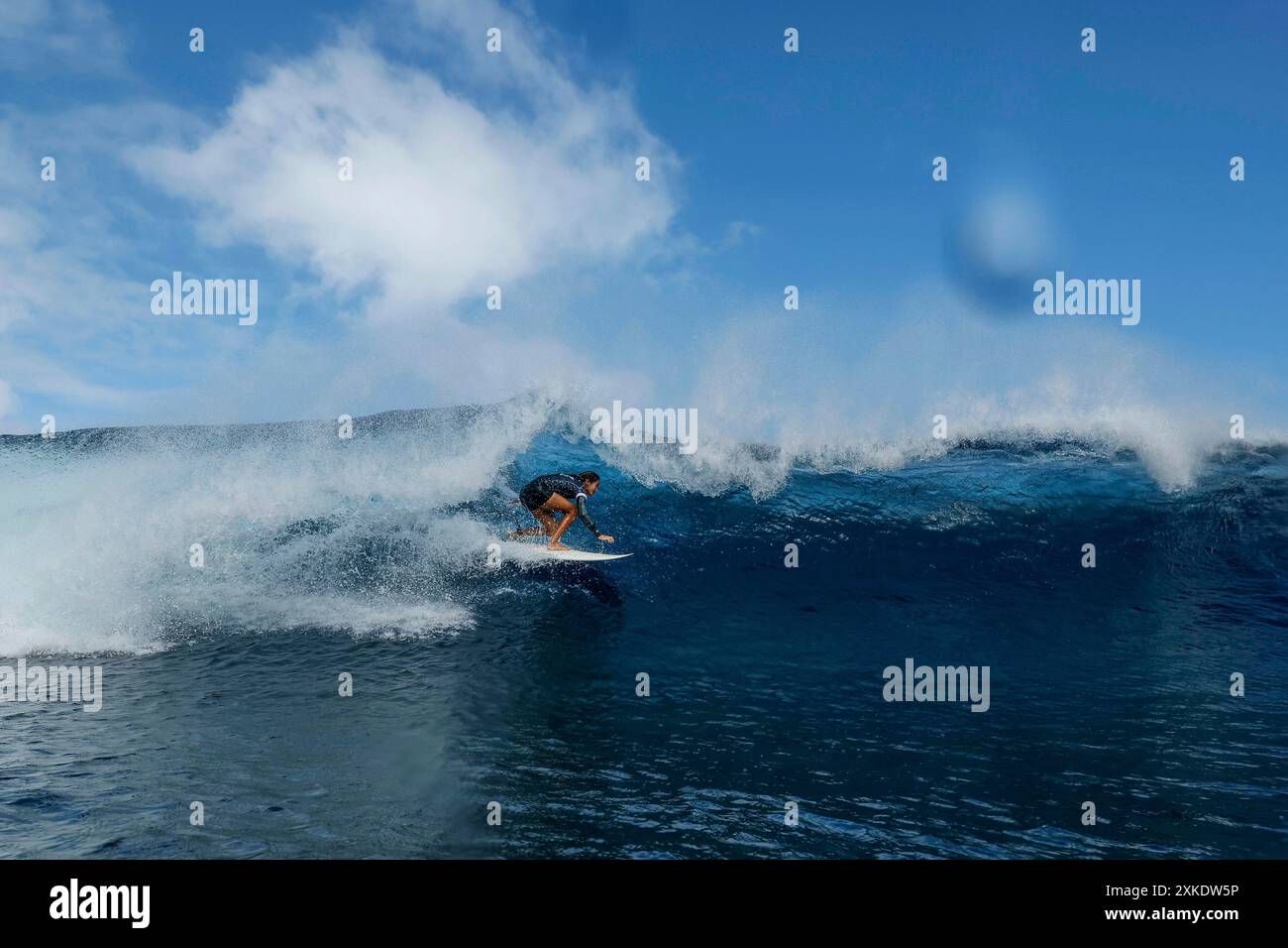 France's Vahine Fierro takes part in a surfing training session in ...